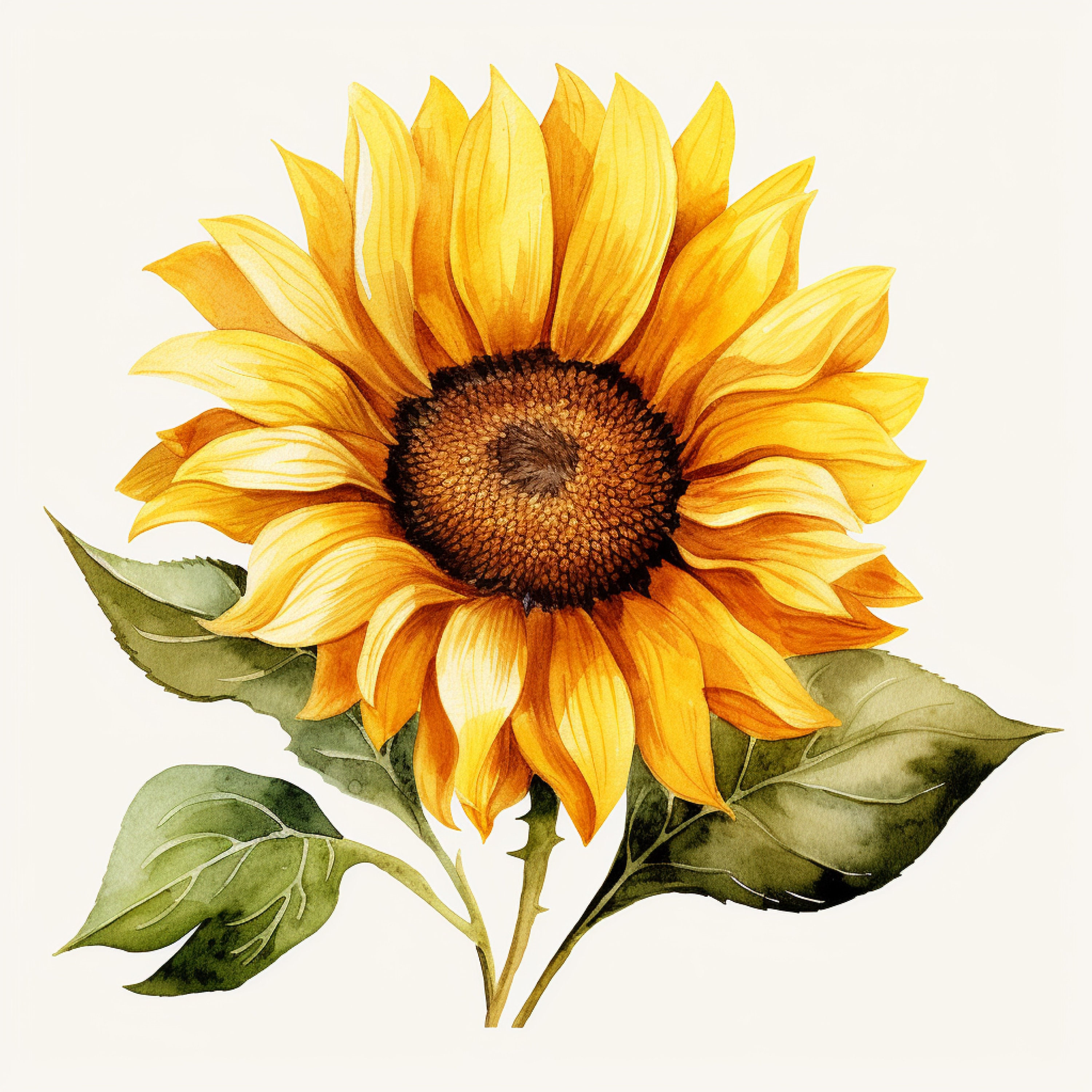 Clipart Sunflower Watercolor 3 JPEG - Etsy