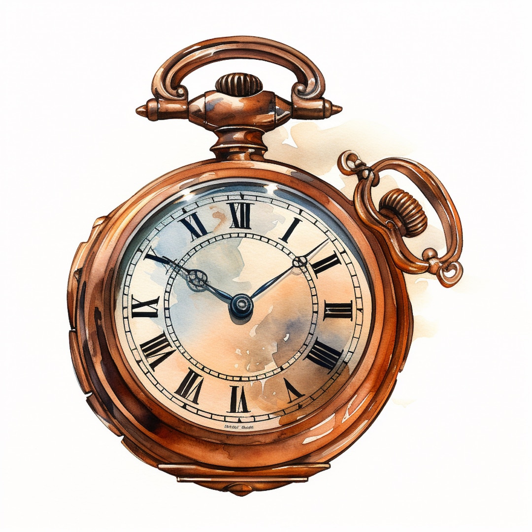 Clipart Old Watch Watercolor 3 JPEG - Etsy