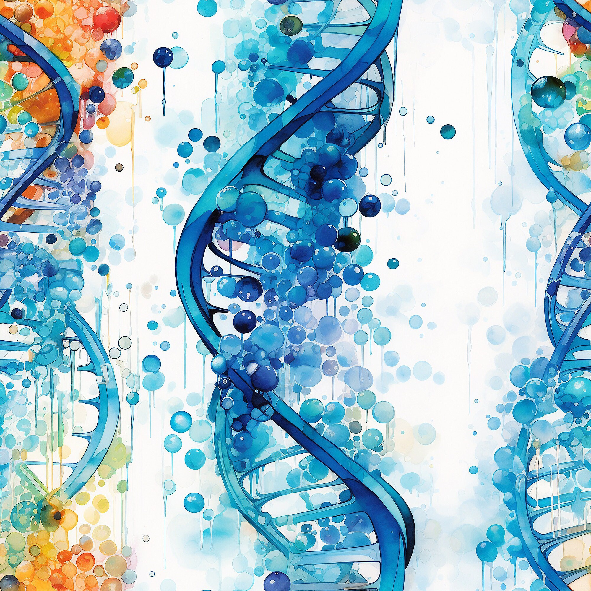 Seamless Pattern, DNA, Life, Colorful, Watercolor - Etsy