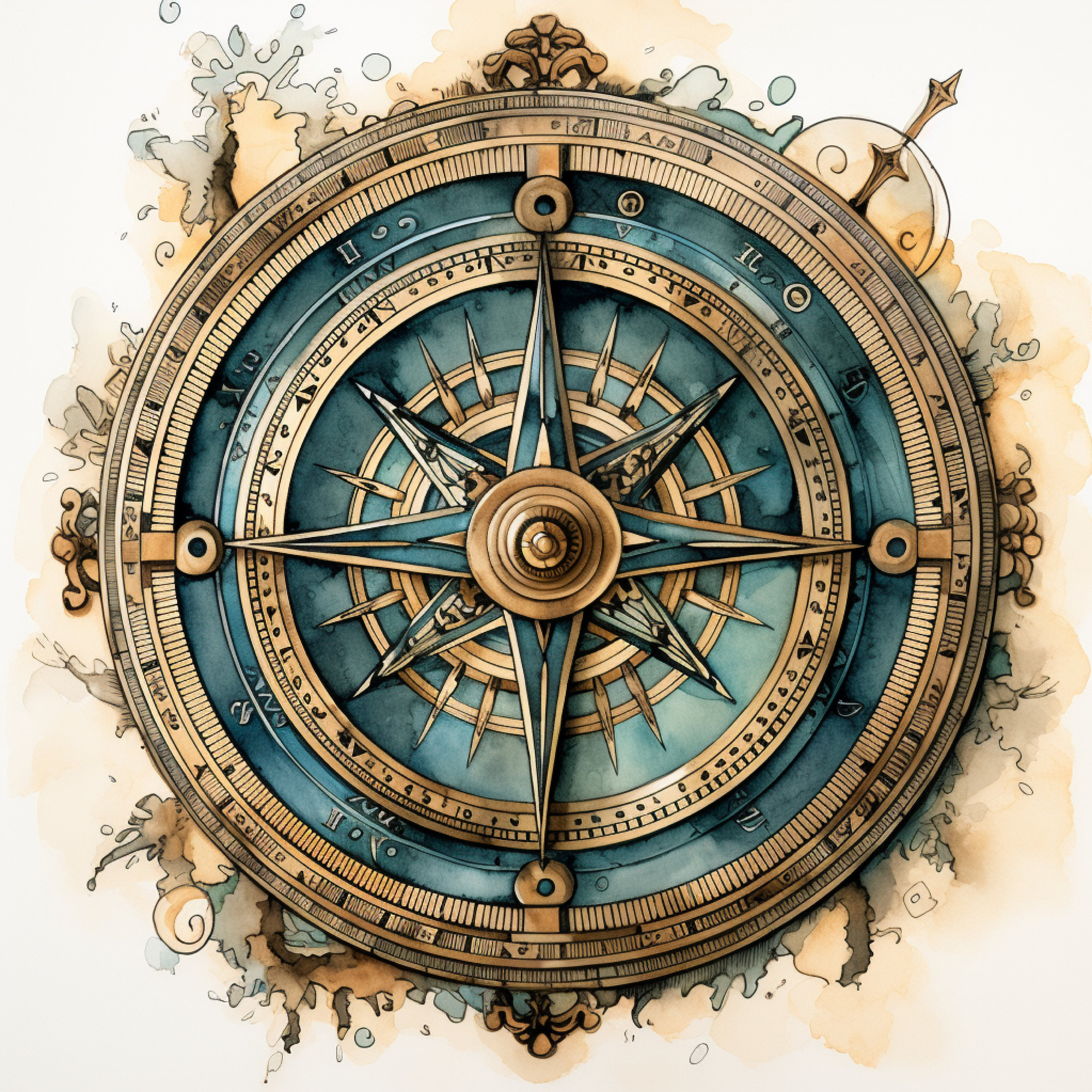Clipart Old Compass Watercolor 3 Jpeg Etsy