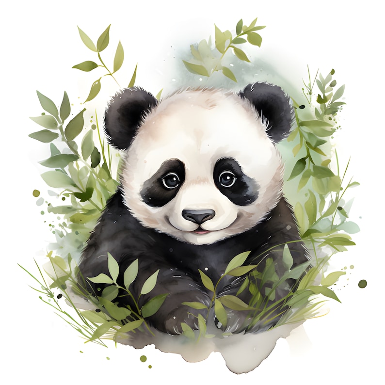 Clipart Cute Panda Watercolor 3 Hi-res JPEG - Etsy