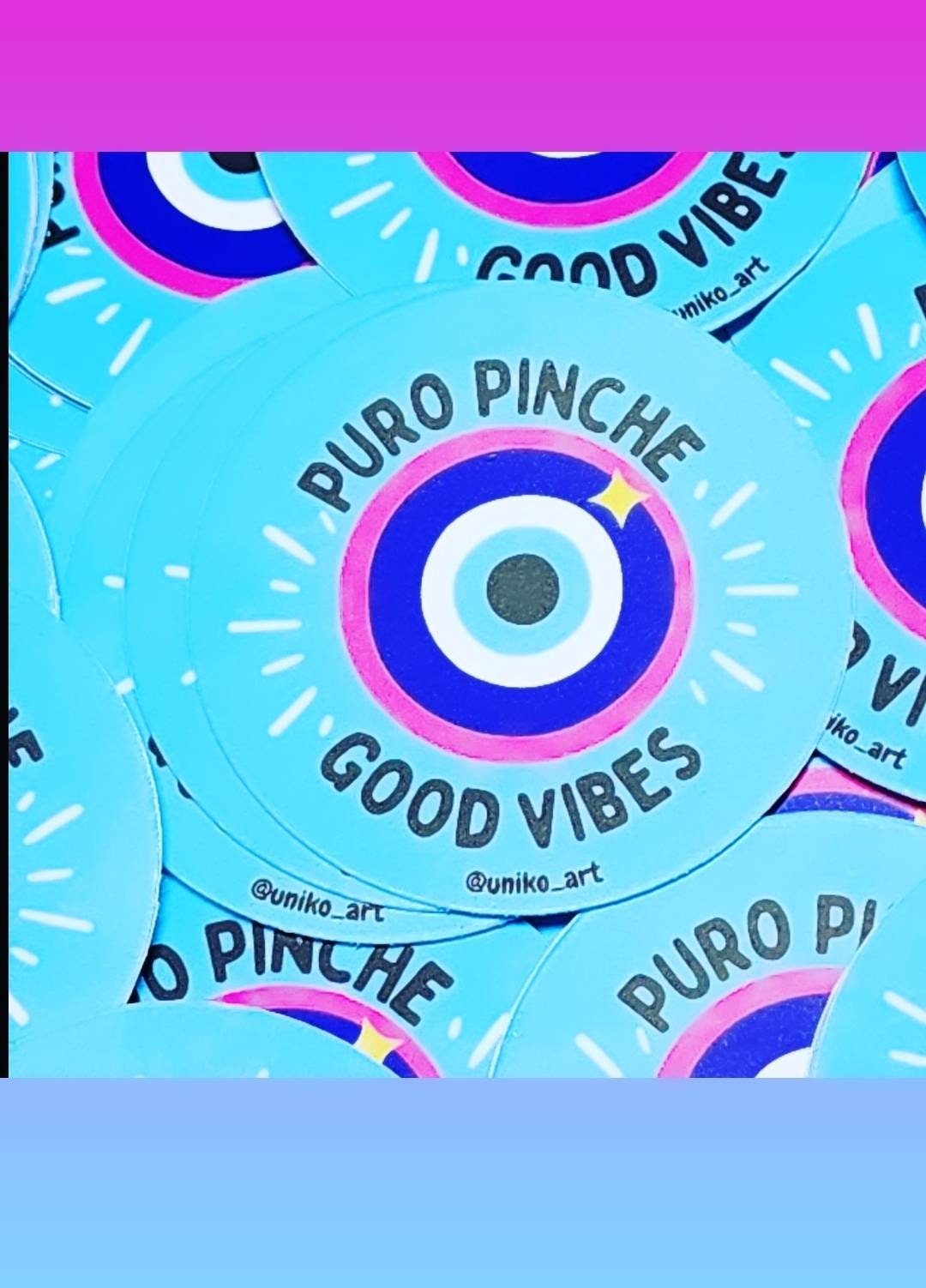 Good Vibes * Blue Ojo* Vinyl Sticker 2 Inch * No Mala Vibras Protection ...