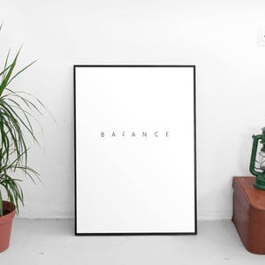 BALANCE PRINT, Quote Poster, Minimalist Inspirational Wall Art, Black ...