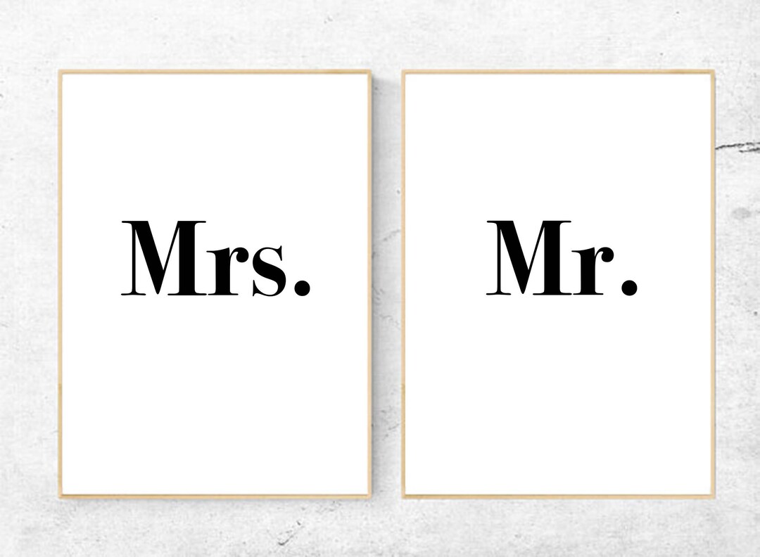 Mr. and Mrs. Printable Sign Set, Minimalist Rustic Wall Art, Love ...