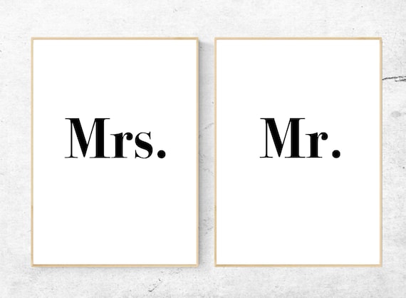 Mr. And Mrs. Printable Sign Set Minimalist Rustic Wall Art | Etsy