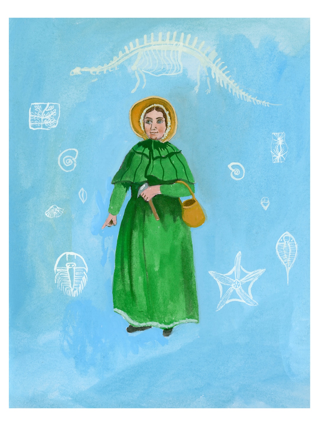 Mary Anning Art Print, Women in Science Illustration, Fossil ...