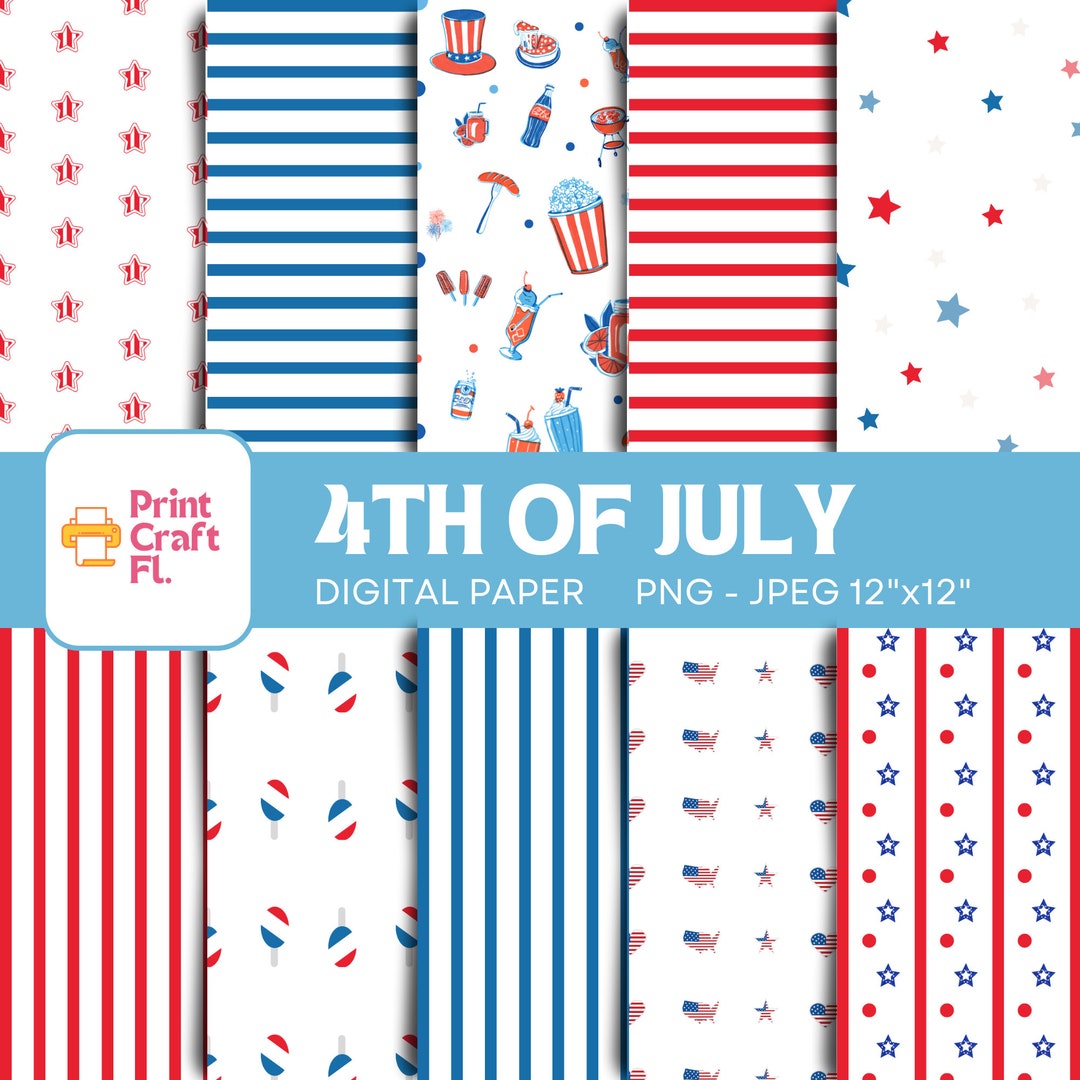 July 4th Digital Paper Digital Paper Pack for Craft and Scrapbook ...
