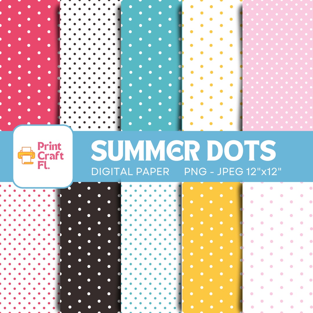 Summer Dots Digital Paper Digital Paper Pack for Craft and Scrapbook ...