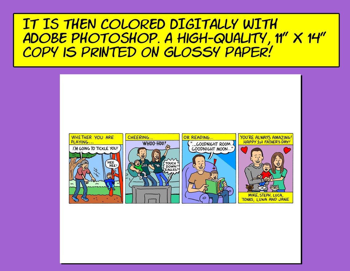CUSTOM Color Comic Strip Made to Order - Etsy