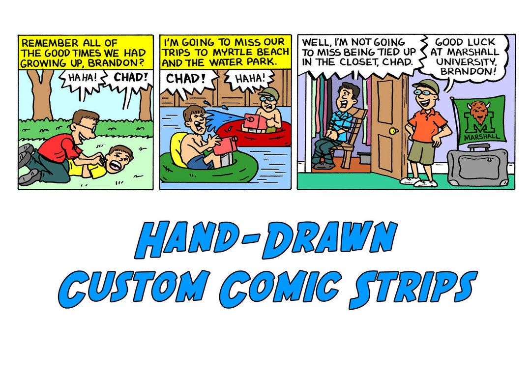 Sibling Comic Strip for Brother or Sister - Personalized and Hand-drawn ...