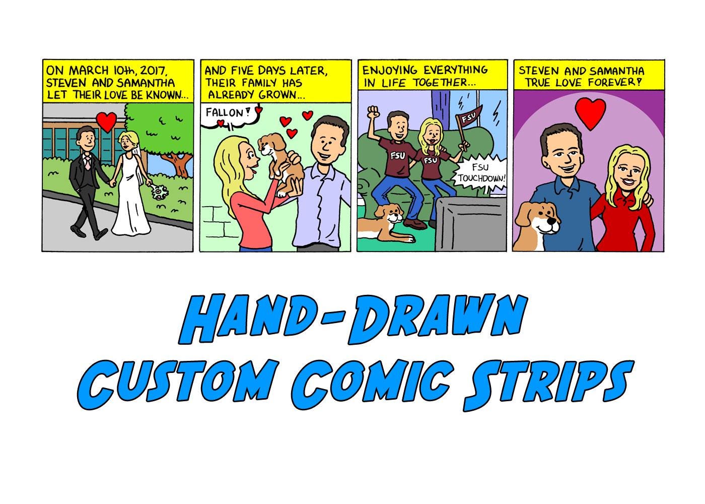 CUSTOM Color Comic Strip Made to Order - Etsy