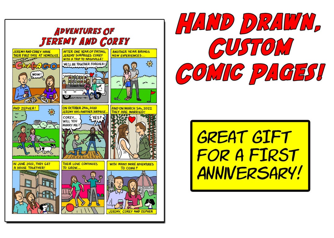 Paper Anniversary Comic Page - Personalized and Hand Drawn - Etsy