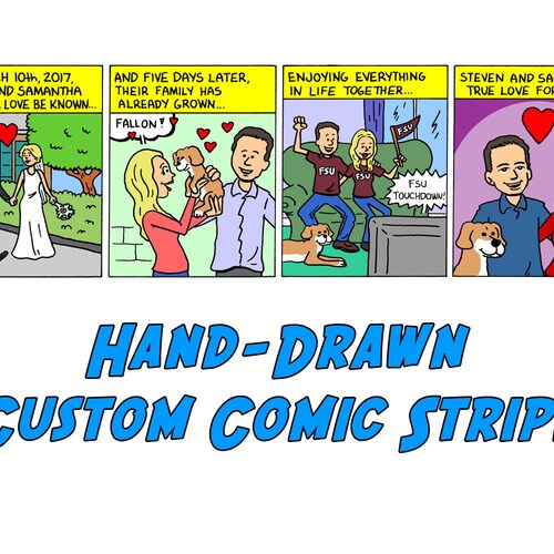 CUSTOM Color Comic Strip Made to Order - Etsy