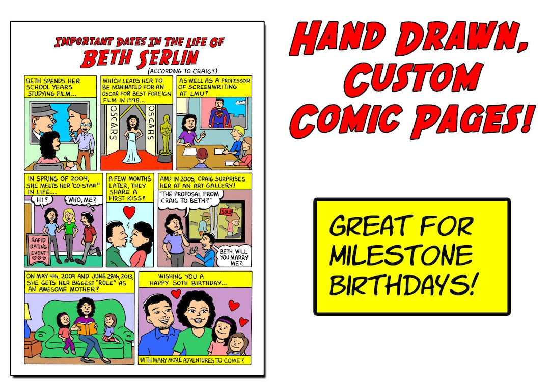 Birthday Comic Page Made to Order - Personalized and Hand Drawn - Etsy