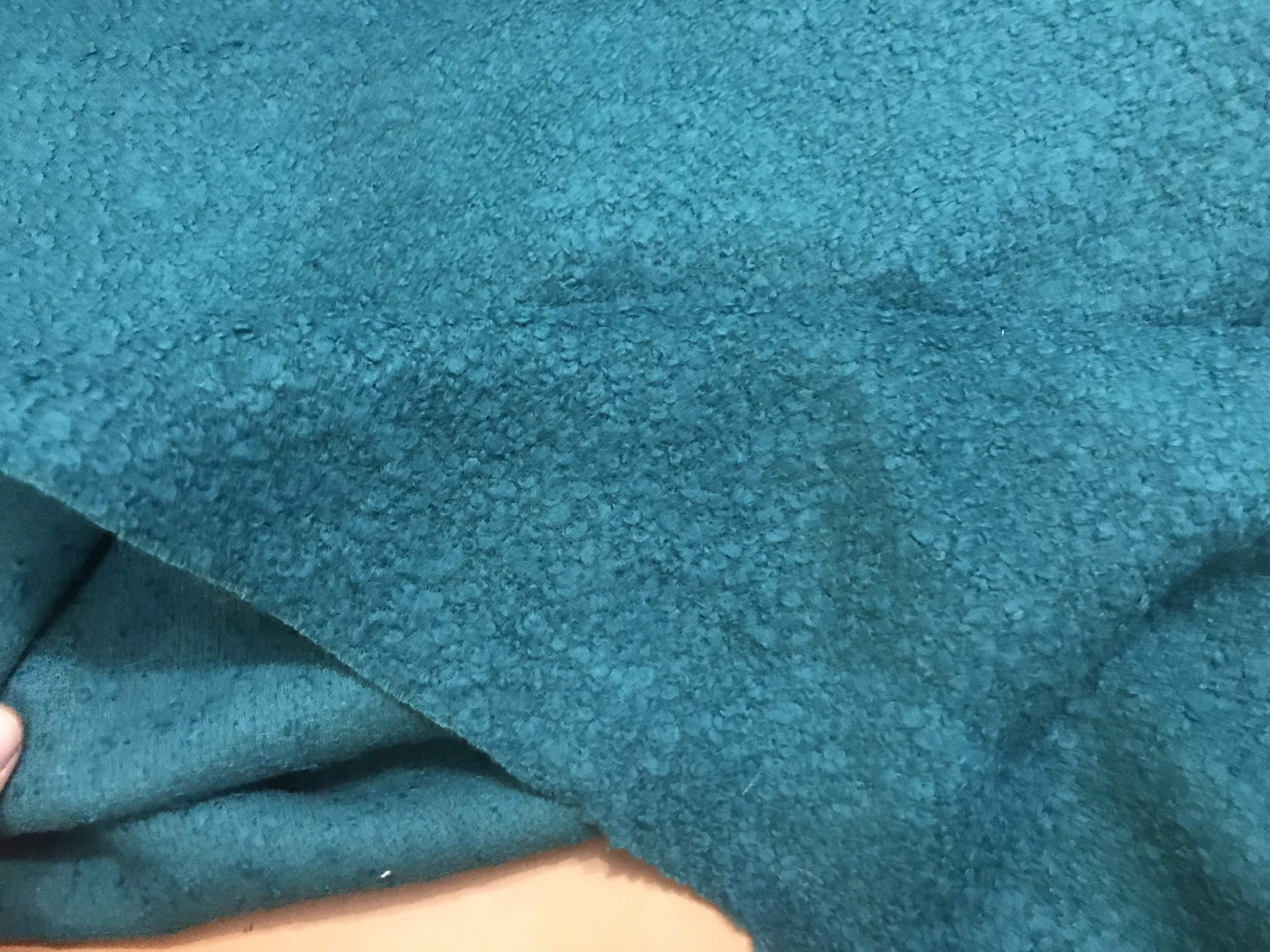 Wool boucle fabric.Natural wool fabric. Sea color wool fabric. | Etsy