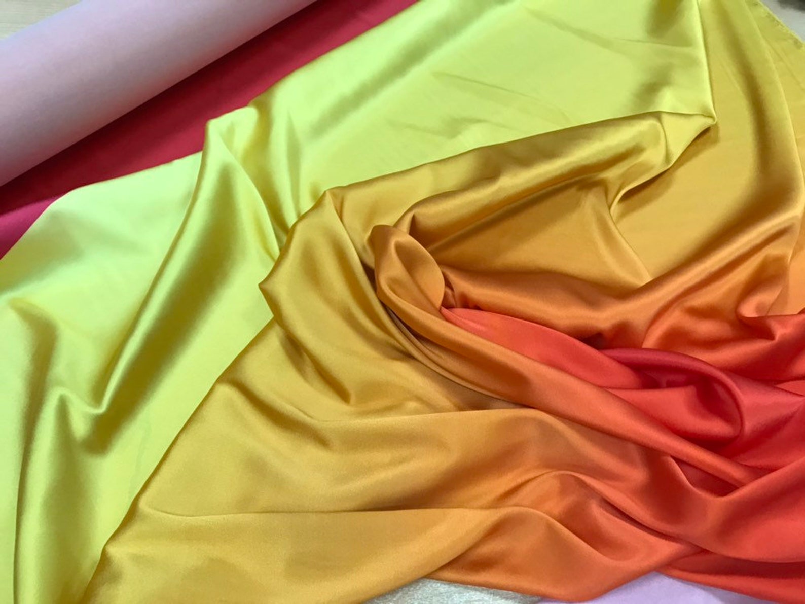 Silk Satin Fabric Gradient/red Gradient Silk/stretch Silk | Etsy