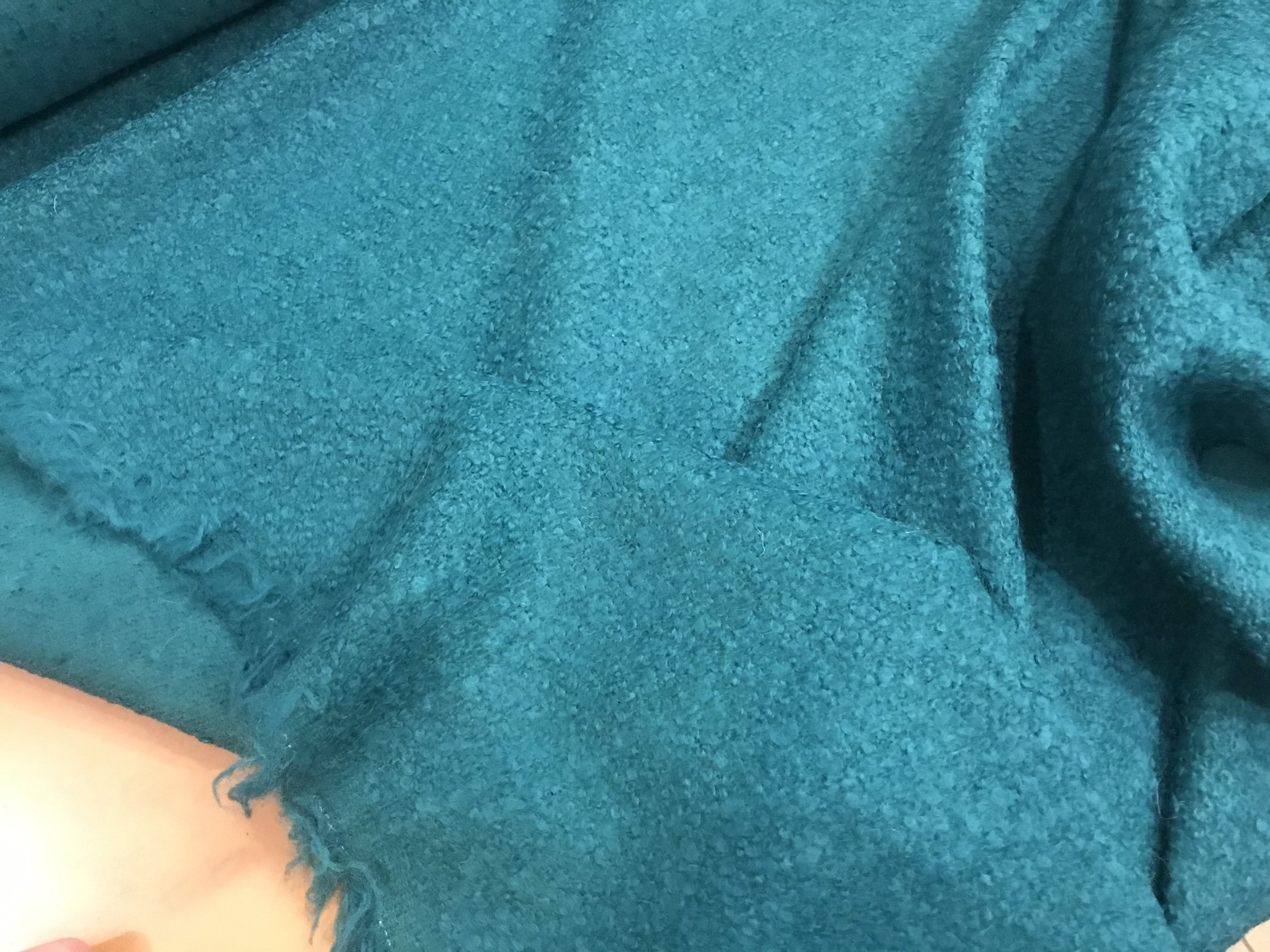 Wool boucle fabric.Natural wool fabric. Sea color wool fabric. | Etsy