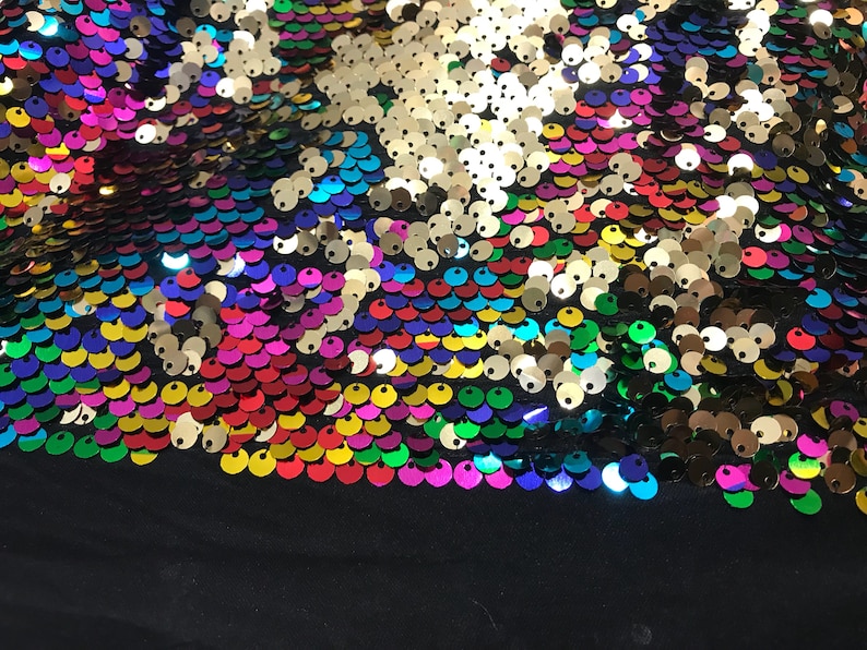 Flip Reversible Sequin Fabric Mermaid Rainbow Sequin Fabric Etsy
