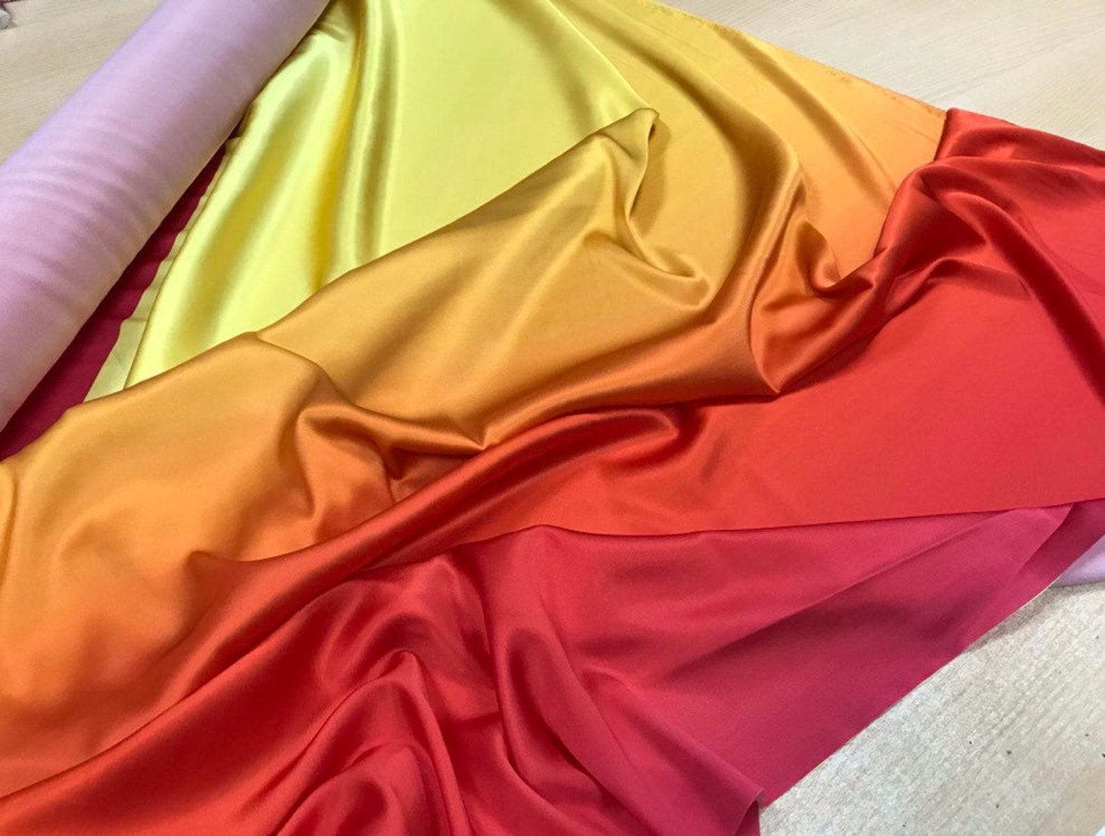 Silk Satin Fabric Gradient/red Gradient Silk/stretch Silk | Etsy