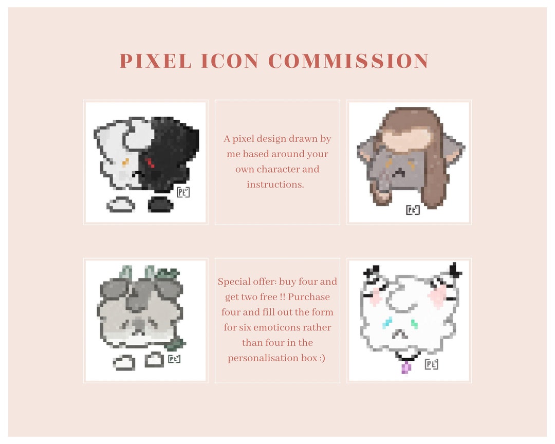 Pixel Icons- Furry Adopt Pet Portrait Fursona Custom Character Roleplay ...