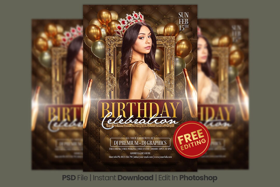 Vintage Style Birthday Party Invitation Template - Etsy