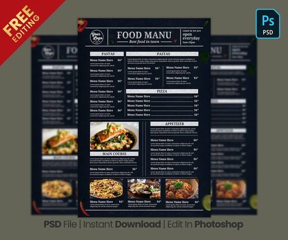 Fully Editable Restaurant Food Menu Template Restaurant Menu | Etsy