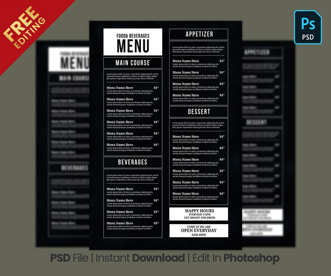 Food and Beverages Menu Template, Restaurant Menu, Food & Beverage Menu ...