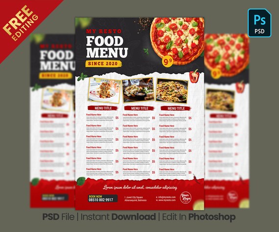 My Resto Food Menu Template Restaurant Menu Food & Beverage | Etsy