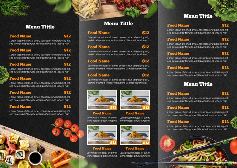 Asian Culinary Delight: Trifold, Bifold, Flyer Menu Designs Bundle ...