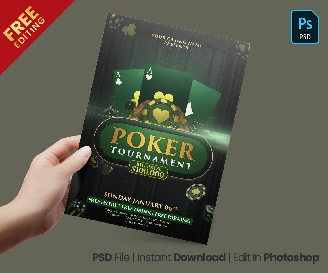 Poker Tournament Flyer Template, Poker Casino Invitation, Poker Flyer ...