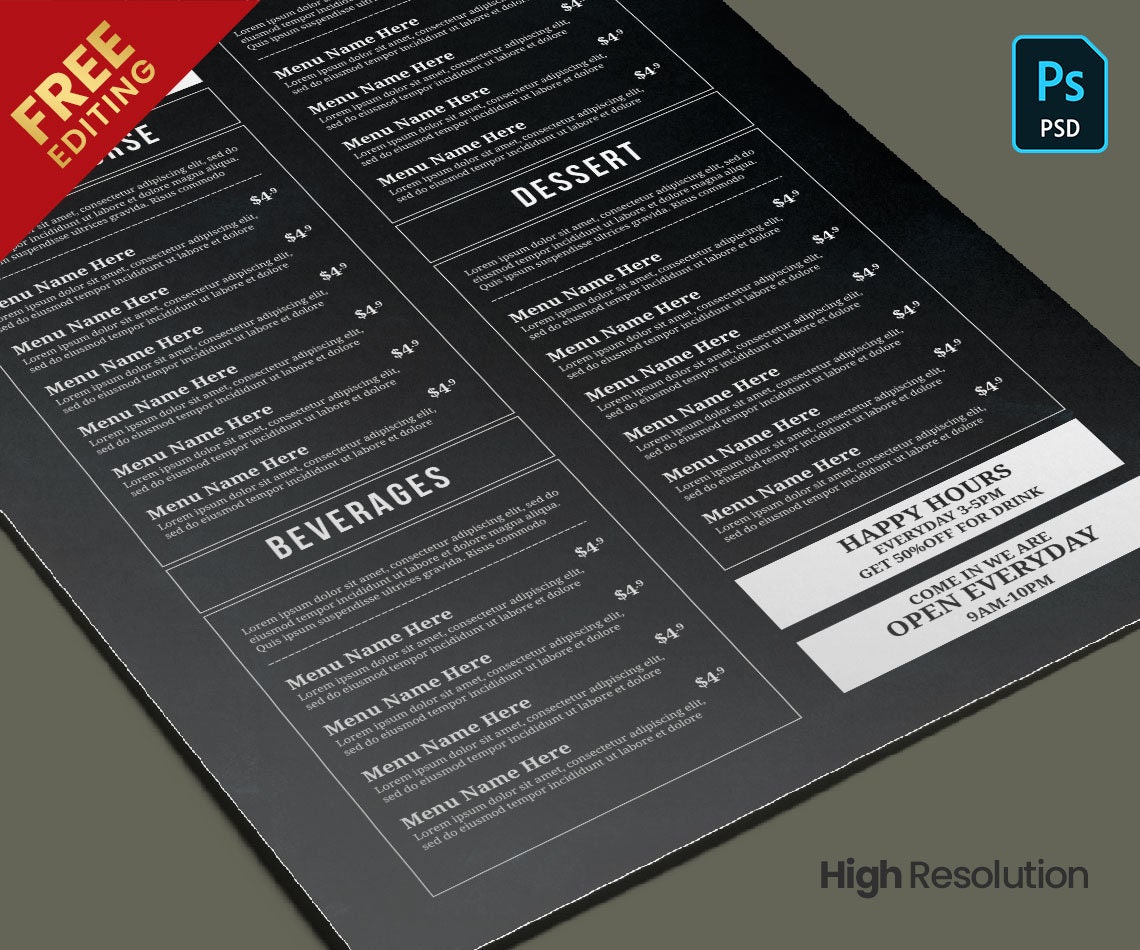 Food and Beverages Menu Template, Restaurant Menu, Food & Beverage Menu ...