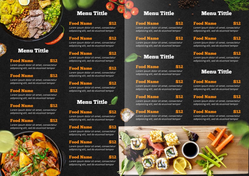 Asian Culinary Delight: Trifold, Bifold, Flyer Menu Designs Bundle ...