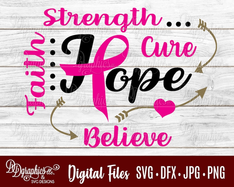 Breast Cancer SVG / Hope Cure Faith Believe Strength / | Etsy