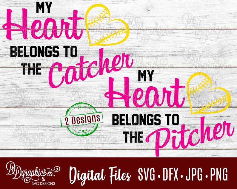 Heart Belongs to Pitcher SVG / Heart Belongs to Catcher SVG / - Etsy