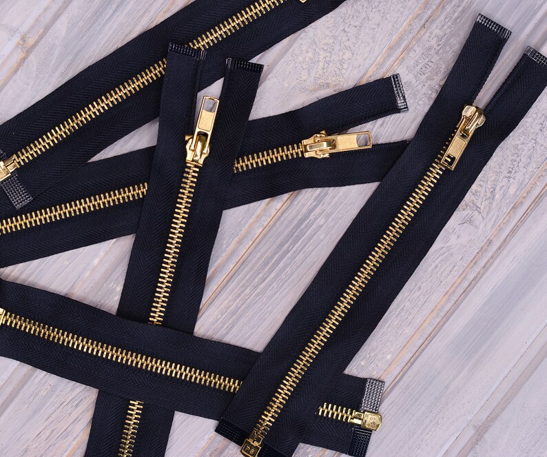 Open End Gold Metal Zipper 18 Cm / 7 Black Zip - Etsy