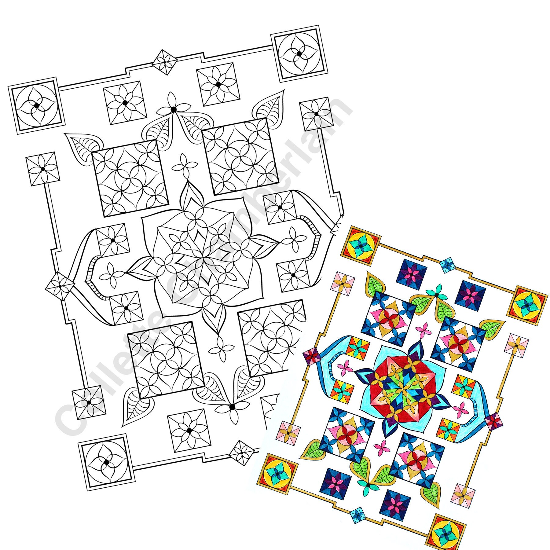 Tile Coloring Page - Etsy