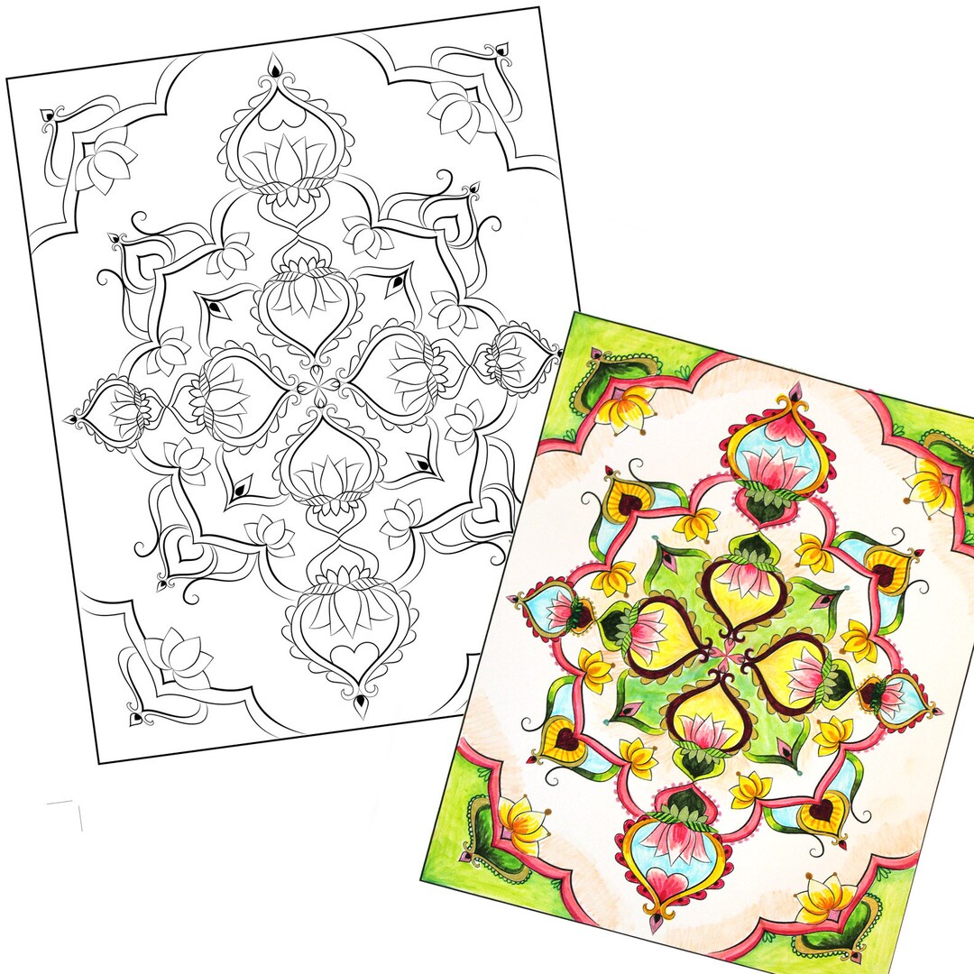 Lotus Coloring Page - Etsy