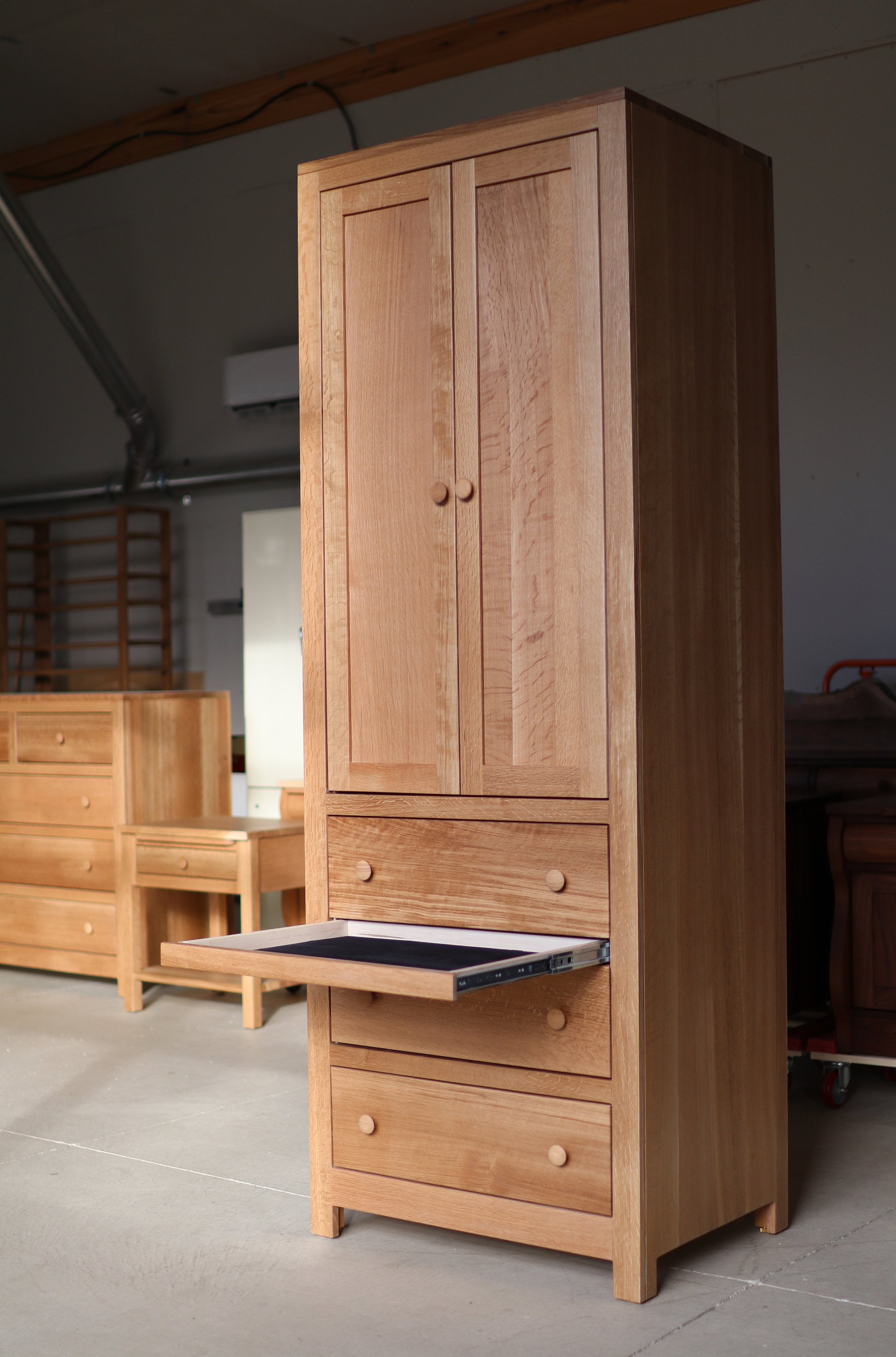 Solid White Oak Pantry Wardrobe with hidden storage