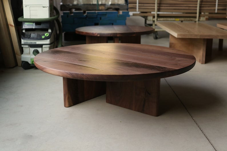 Round Abstract Plank Coffee Table Solid Walnut Hand-shaped - Etsy