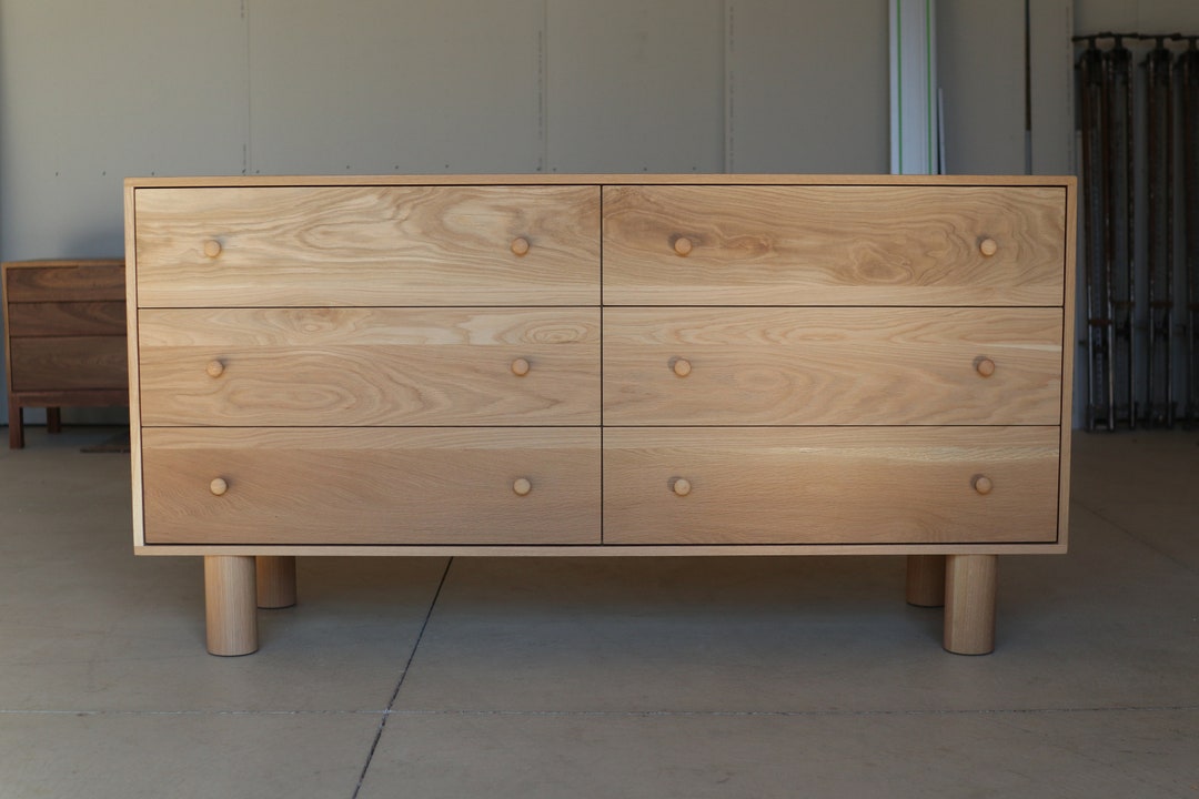Solid White Oak Dresser + Turned Legs - Dovetailed Soft-close Drawers ...