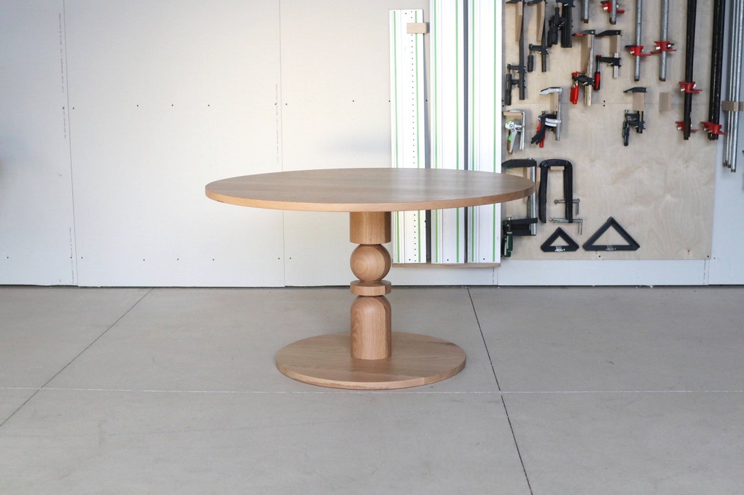 Sculpt Dining Table Solid White Oak With Sculpted Pedestal Base - Etsy