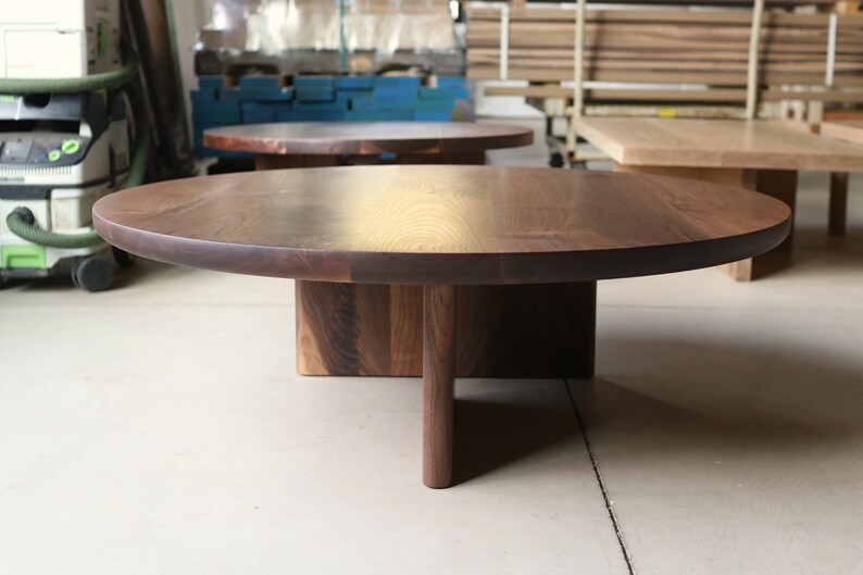 Round Abstract Plank Coffee Table Solid Walnut Hand-shaped - Etsy