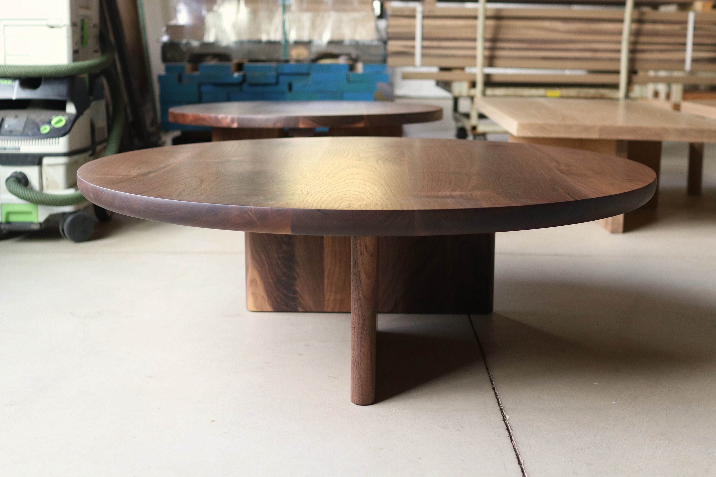 Round Abstract Plank Coffee Table Solid Walnut Hand-shaped - Etsy