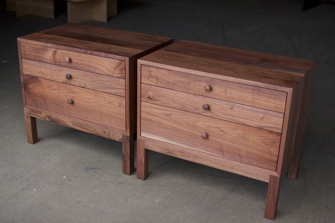 Solid Walnut Nightstand - Dovetailed Soft-close Drawers, Oversized ...
