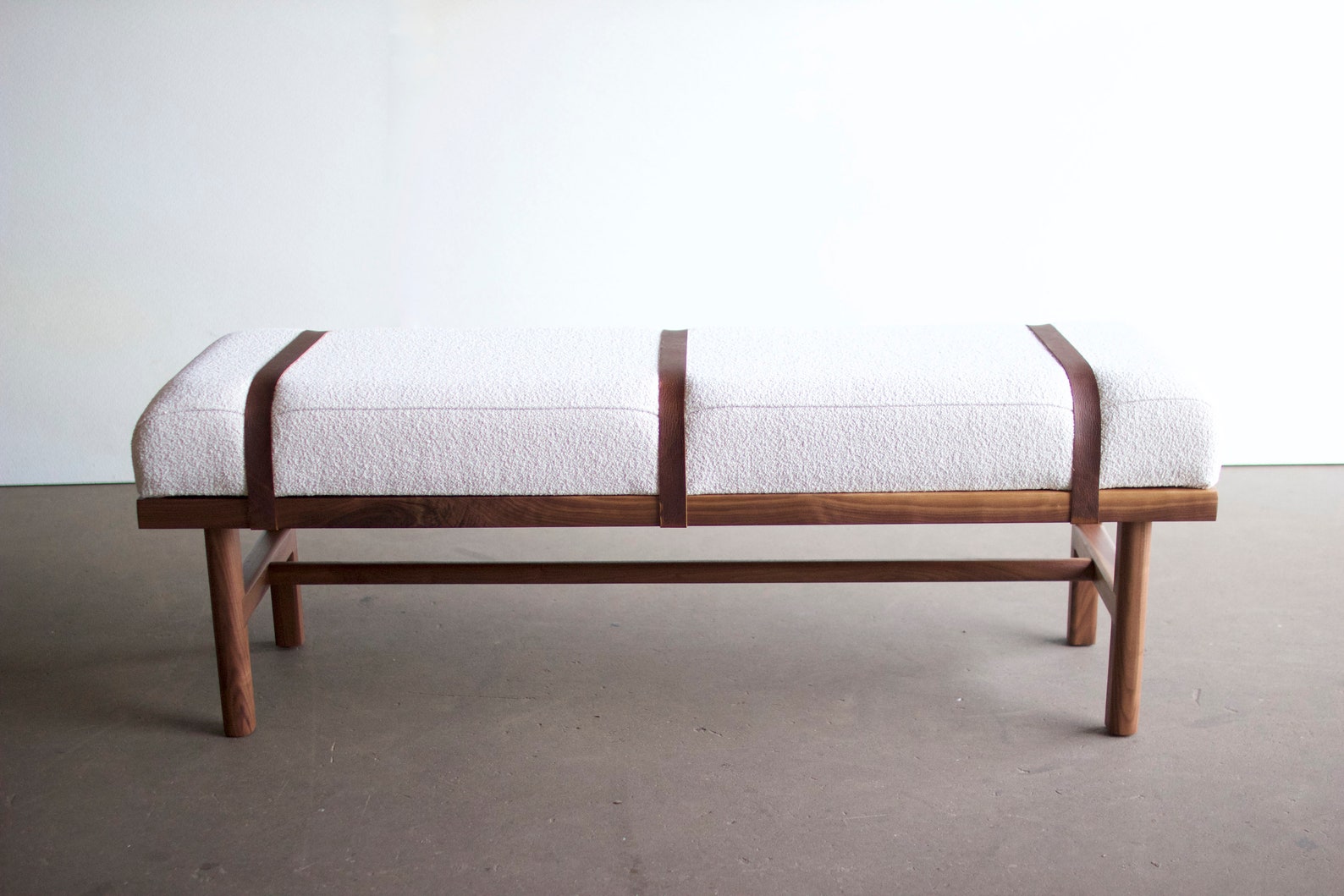 No. 1 Bench - Upholstered With Leather Straps, Solid Wood Frame ...
