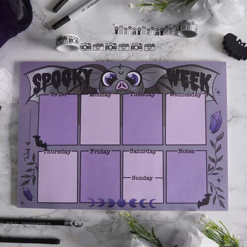 Spooky Weekly Planner Pad A5 Hand Illustrated Haunted | Etsy UK