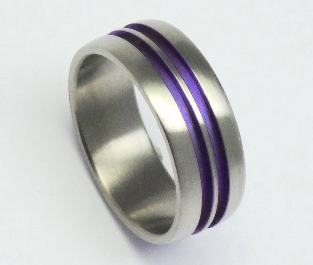 Anodized Titanium Ring. Pink Anodized Grooves Titanium Ring ...
