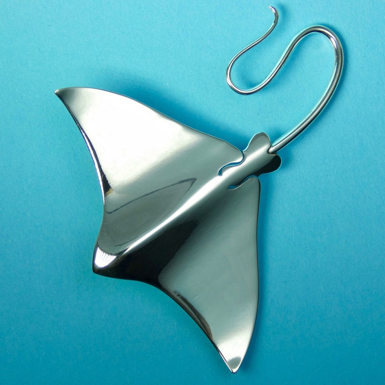 Polished 925 Silver Eagle Ray Brooch. Ray Brooch. Ocean Jewelry. Ray ...