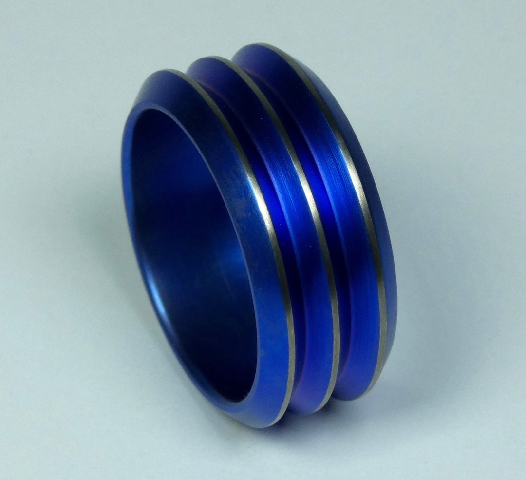 Anodized Titanium Ring Size 20. US Size 10. Titanium Jewelry. Blue ...