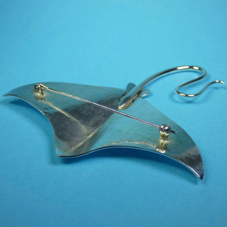 Polished 925 Silver Eagle Ray Brooch. Ray Brooch. Ocean Jewelry. Ray ...